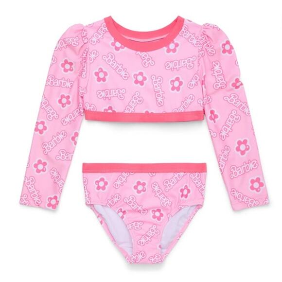 Barbie | Swim | Barbie Puff Sleeve Toddler Girl Long Sleeve Bikini ...